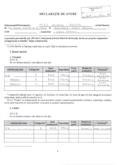 Popa Roxana Raveca - Primaria Rasnov