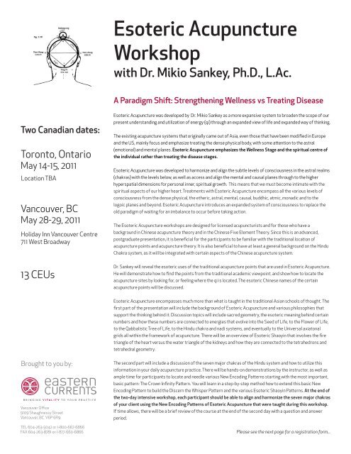 Esoteric Acupuncture Workshop - Eastern Currents