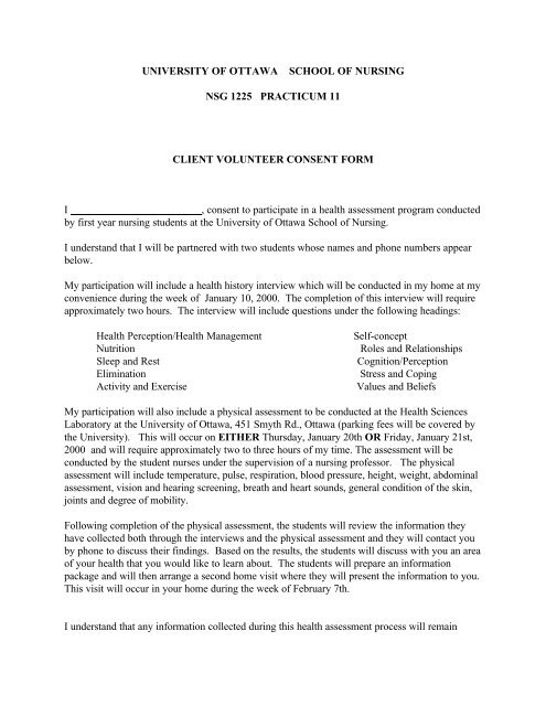 Client Volunteer Consent Form