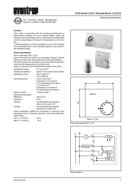Individual room temperature control - Oventrop