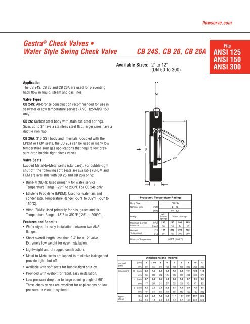 GestraÂ® Check Valves â ¢ Wafer Style Swing Check Valve CB 24S ...