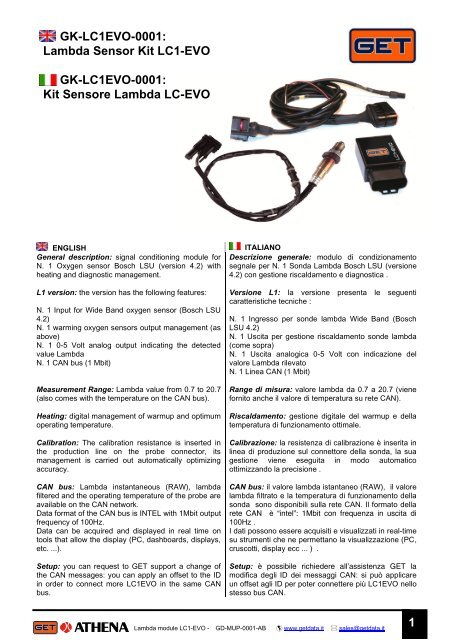 Lambda Sensor Kit LC1-EVO GK-LC1EVO-0001