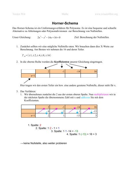Horner-Schema - wissen4free.org