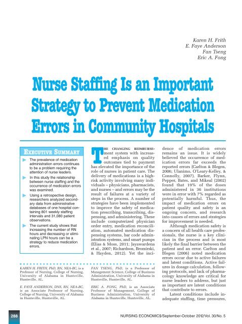 Nurse Staffing Is an Important Strategy to Prevent Medication Errors ...
