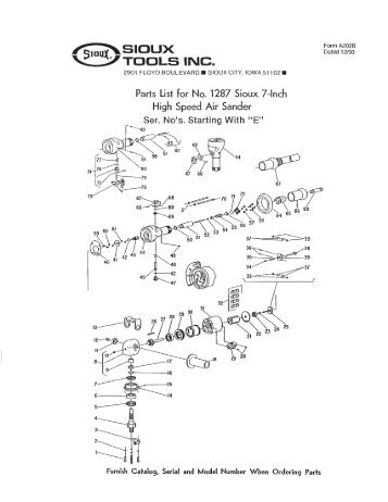 Parts List for No. 1238 Sioux Air Polisher Ser. No's ... - Sioux Tools