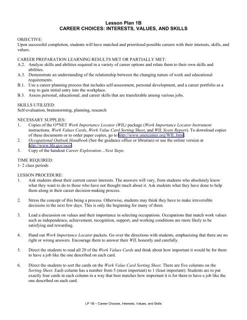 Lesson Plan 1B - Center for Career Development