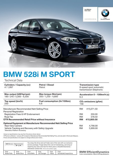 Download Specification Sheet - BMW - Lee Motors Auto Care