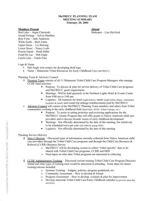 Meeting Minutes In pdf Format Mn Trecc