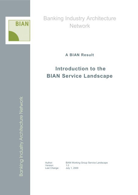 2 The BIAN Service Landscape