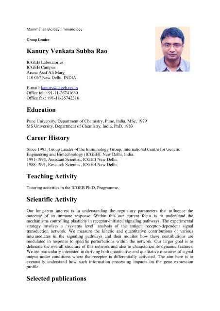 Dr. Kanury Venkata Subba Rao