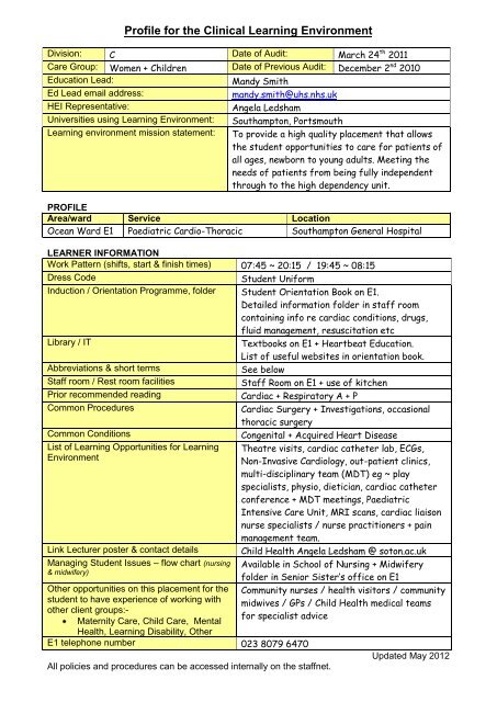 Paediatric cardiology clinical profile - University Hospital ...