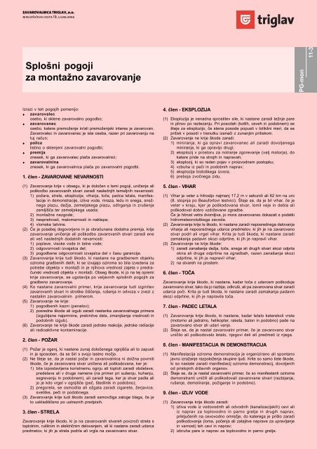 Splošni pogoji za montažno zavarovanje - Zavarovalnica Triglav