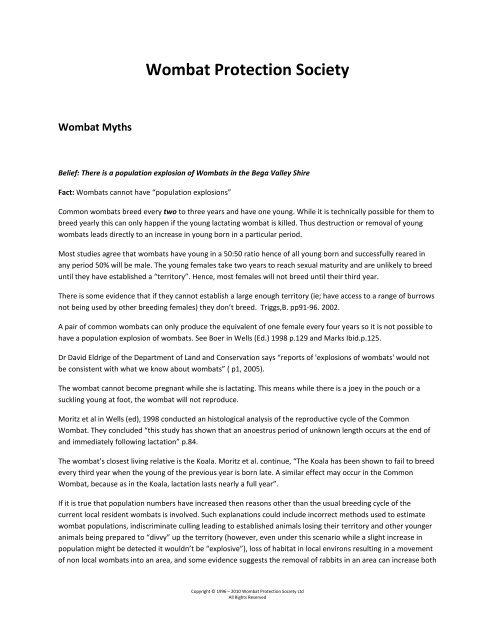Full paper - 186kb - Wombat Protection Society of Australia