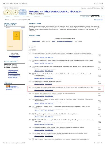 AMS Journals Online - Journal - Table of Contents