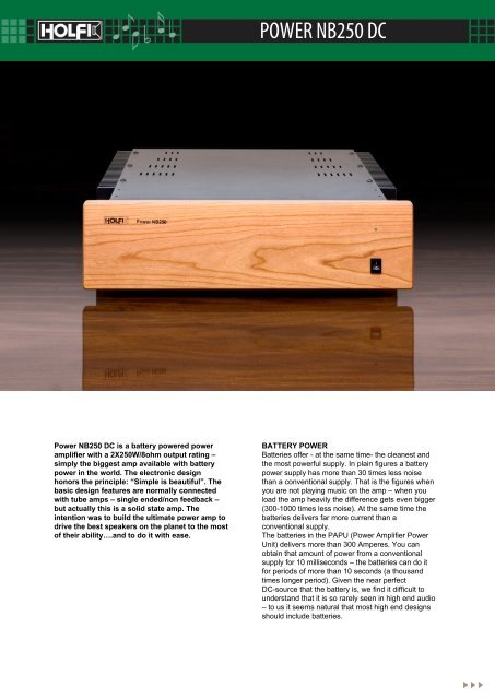 Holfi - For Musicians & Music Lovers - POWER NB250 DC (PDF-print)