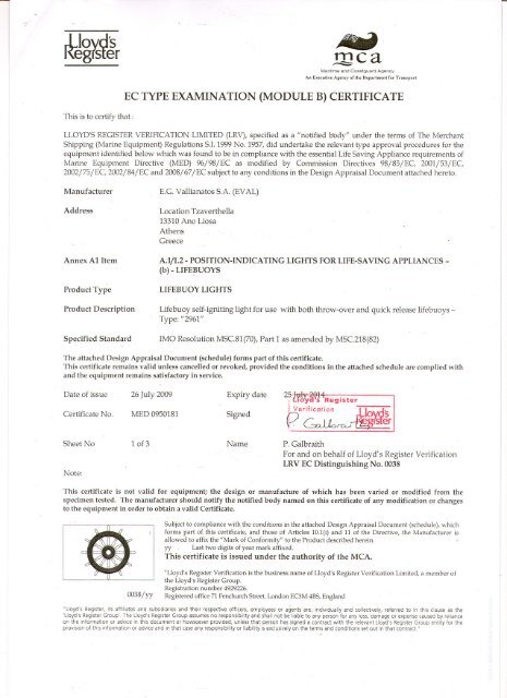 SOLAS approved Lifebuoy Light Type approval ... - Safety Marine