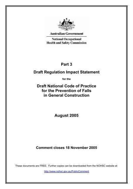 Part 3 Draft Regulation Impact Statement Draft National Code of ...
