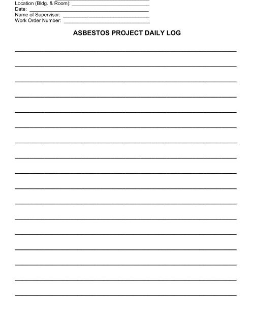 Asbestos Project Daily Log