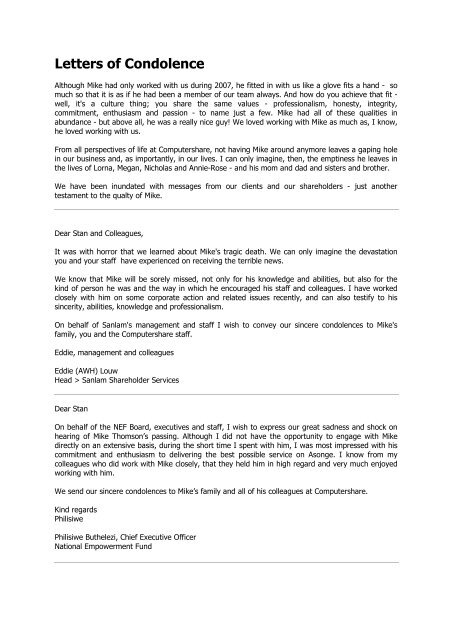 Letters Of Condolence letters-of-condolence