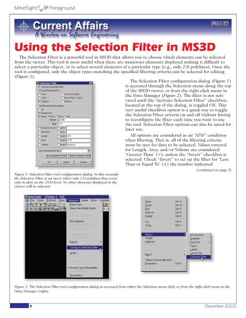 Using the Selection Filter in MS3D