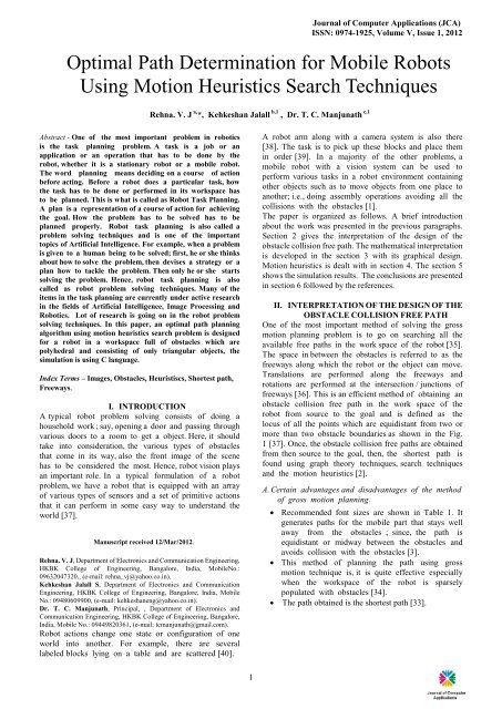Optimal Path Determination For Mobile Robots Using Motion