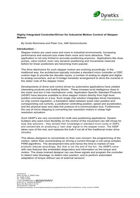 Highly Integrated ControllerDriver For Industrial Motion