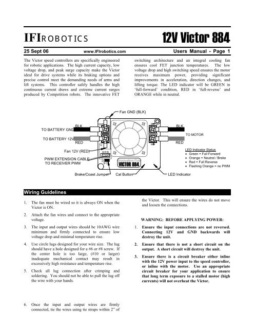 Victor 884 User Manual - VEX Robotics