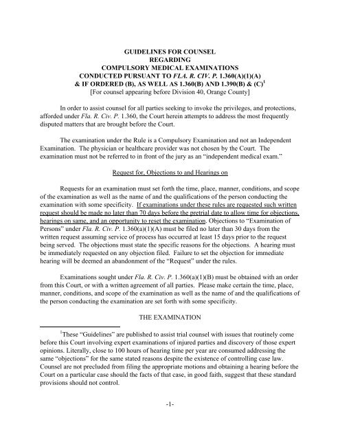 Guidelines Regarding Compulsory Medical Examinations