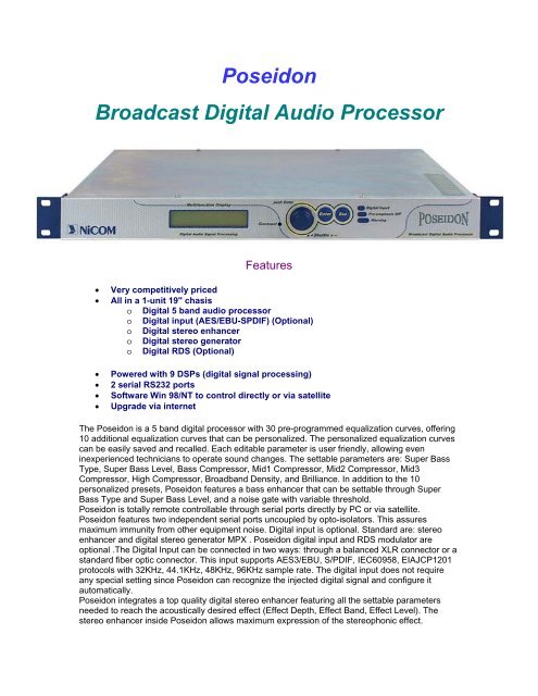 Poseidon Broadcast Digital Audio Processor - Oakwood Broadcast