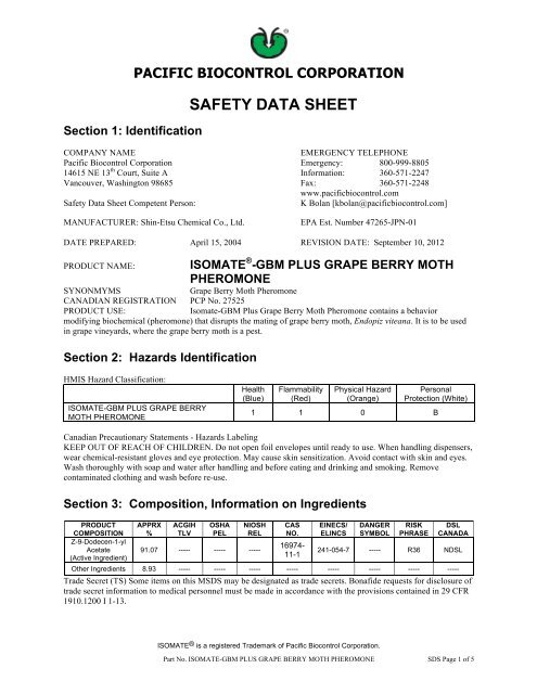 MSDS - Pacific Biocontrol Corporation