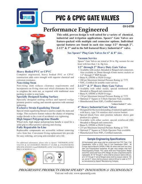 PVC & CPVC GATE VALVES Performance Engineered - Spears ...