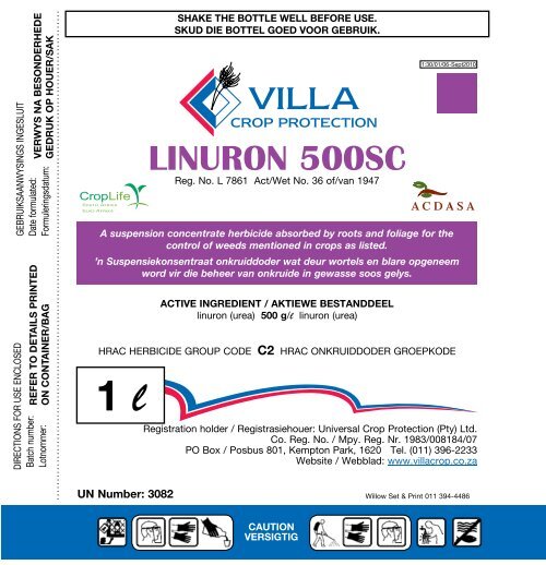 Linuron 500SC A_UCP - Villa Crop Protection
