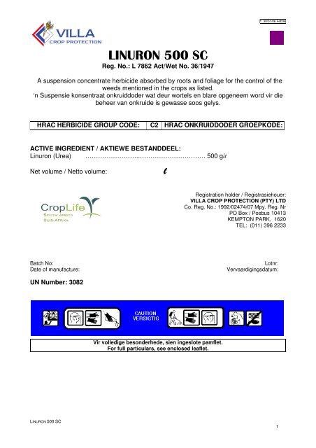 Linuron 500 SC A_Villa - Villa Crop Protection