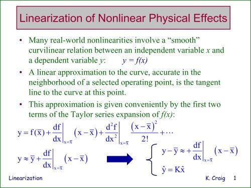 Linearization of Nonlinear Physical Effects - Mechatronics Linearization of Nonlinear Physical Effects - Mechatronics
