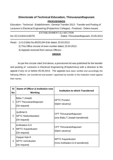 Order - Directorate of Technical Education