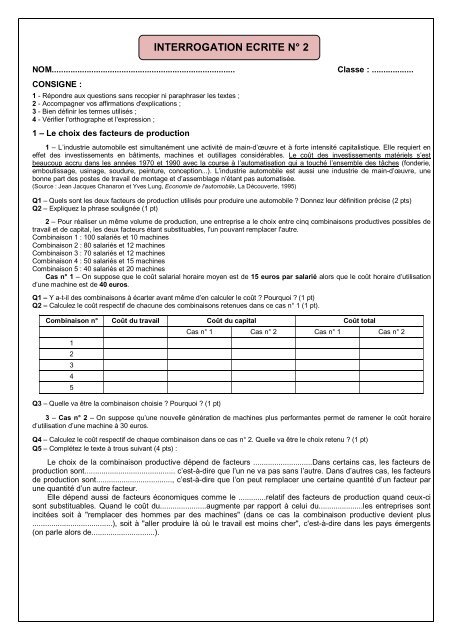 interrogation ecrite n° 1 pfeg
