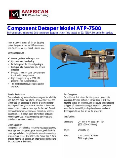 Component Detaper Model ATP Component Detaper Model ATP-7500