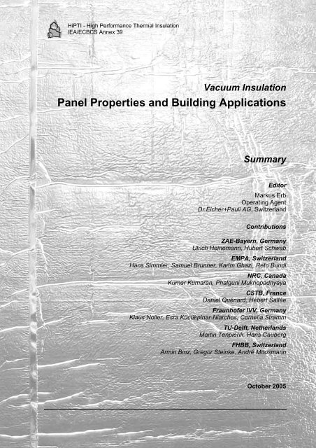 2 IEA/ECBCS Annex 39 - VIP-Bau