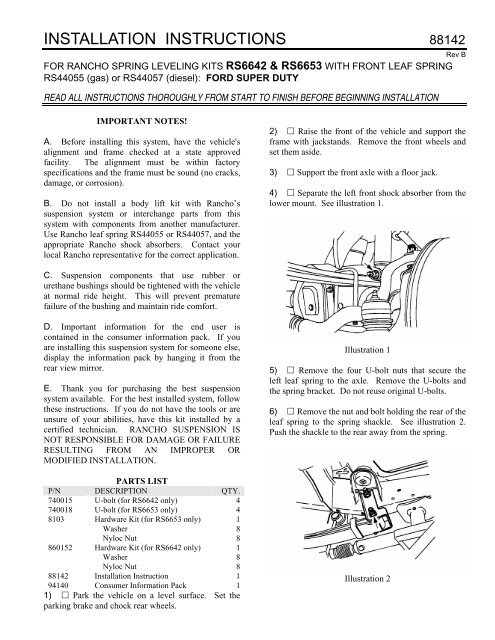 INSTALLATION INSTRUCTIONS