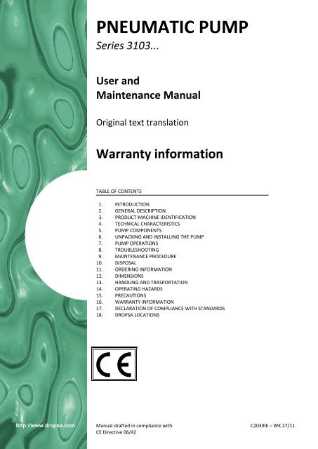 PNEUMATIC PUMP - Dropsa