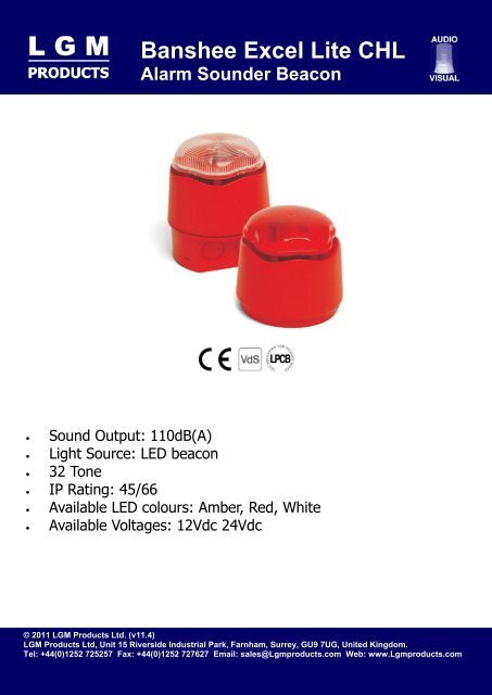 Banshee Excel Lite CHL Sounder Beacon 9 ... - LGM Products Ltd