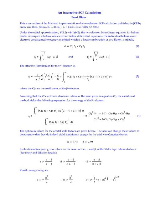 An Interactive SCF Calculation for the Helium Atom - Users.csbsju.edu