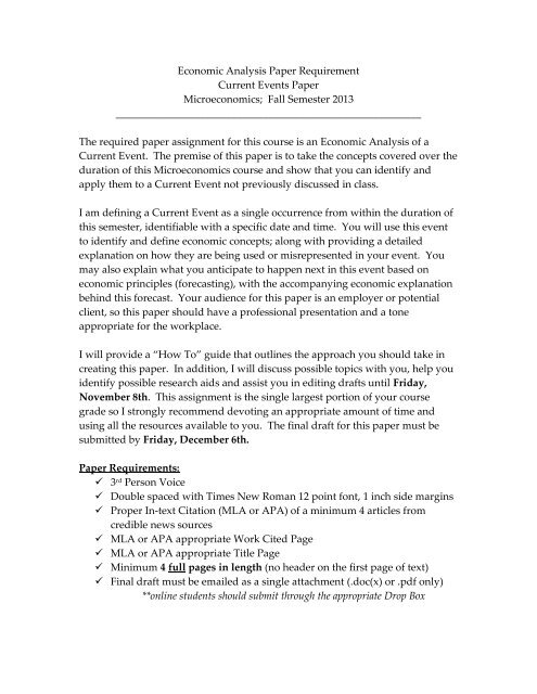 Current Event Economic Analysis