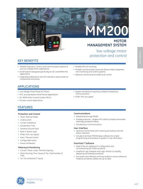 MOTOR MANAGEMENT SySTEM low voltage ... - GE Digital Energy
