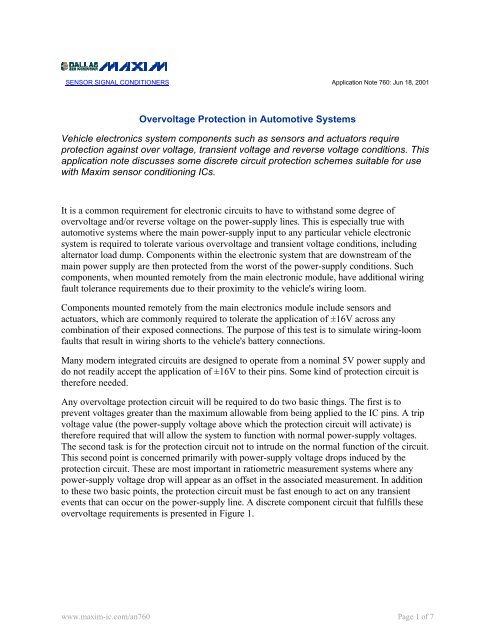 Overvoltage Protection in Automotive Systems Vehicle electronics ...