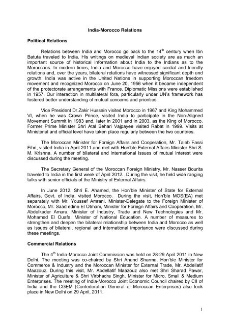 1 India-Morocco Relations Political Relations Relations between ...