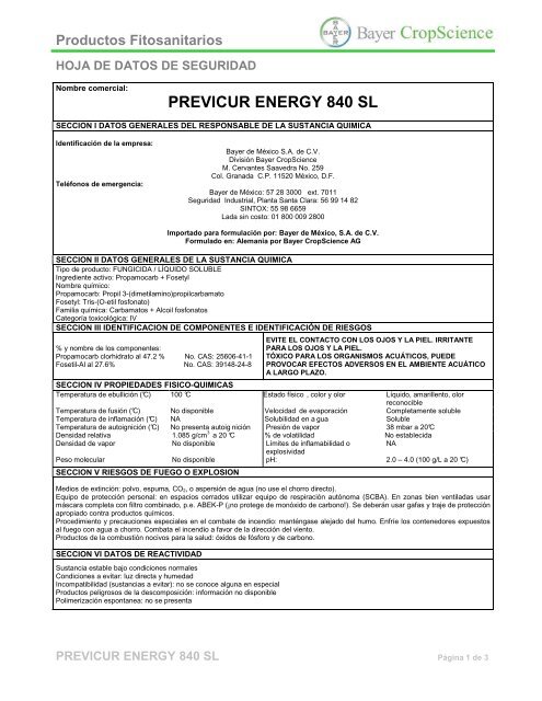 previcur energy 840 sl - Bayer CropScience Mexico