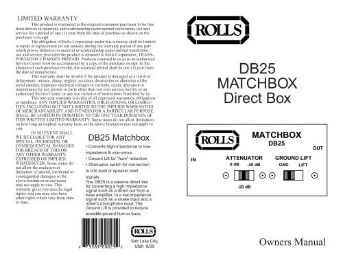 DB25 MATCHBOX Direct Box - Rolls Corporation
