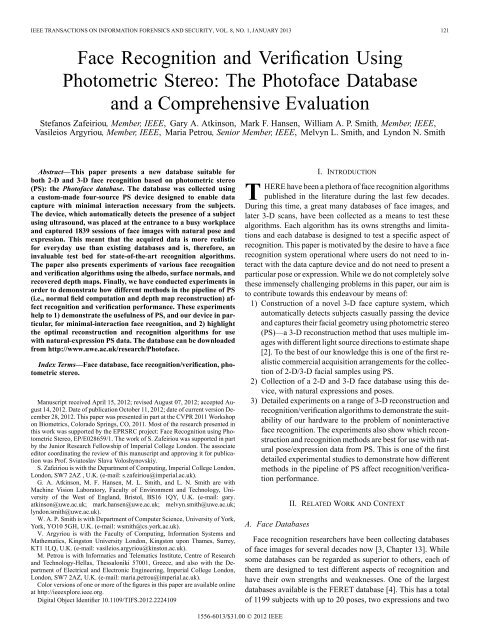 Face Recognition And Verification Using Photometric Stereo The