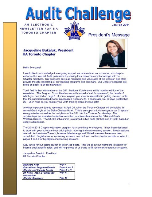 Jan & Feb 2011 Audit Challenge Newsletter - The Institute of Internal ...